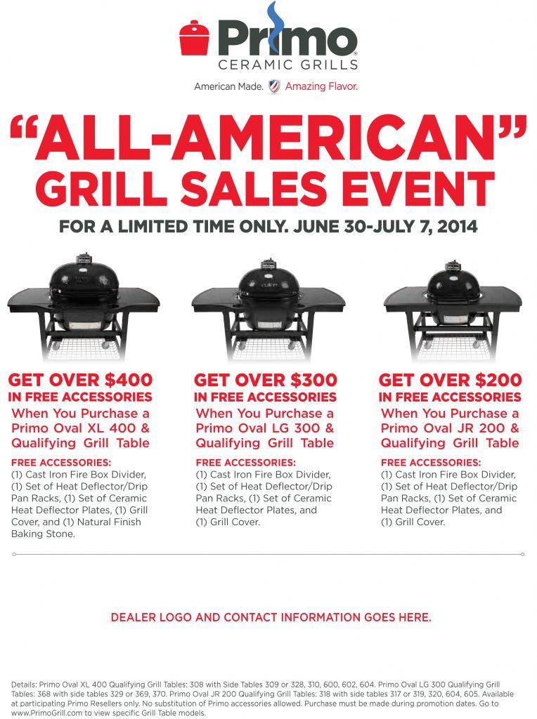 PRIMO Grill SALES EVENT FLYER TEMPLATE Primo Grills Smokers AQUA BBQ